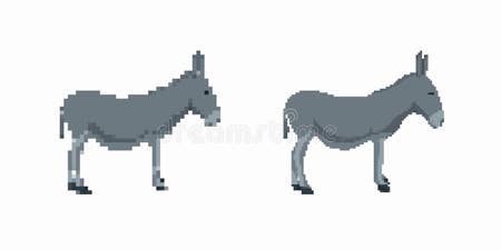 Two Pixel Art Donkeys Facing Right in Simple Design Displayed Side by ...