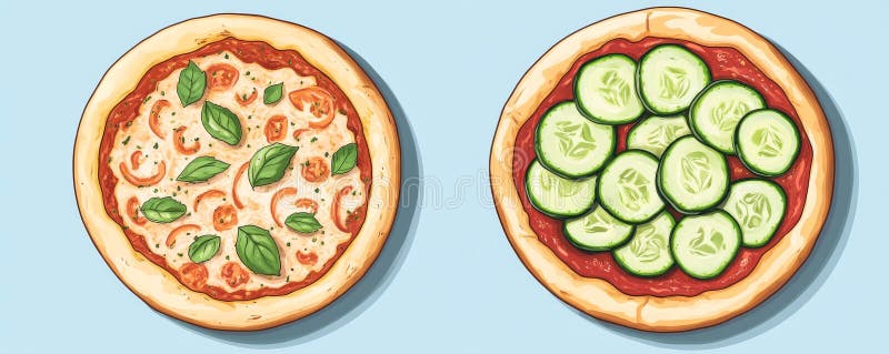 Two Pixel Art Pizzas with an Assortment of Toppings are Positioned on a ...