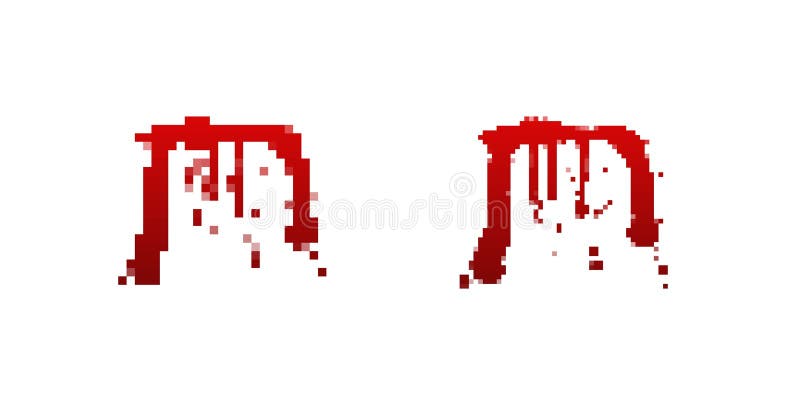 Pixelated Red Blood Drips on White Background, Abstract Digital Artwork ...