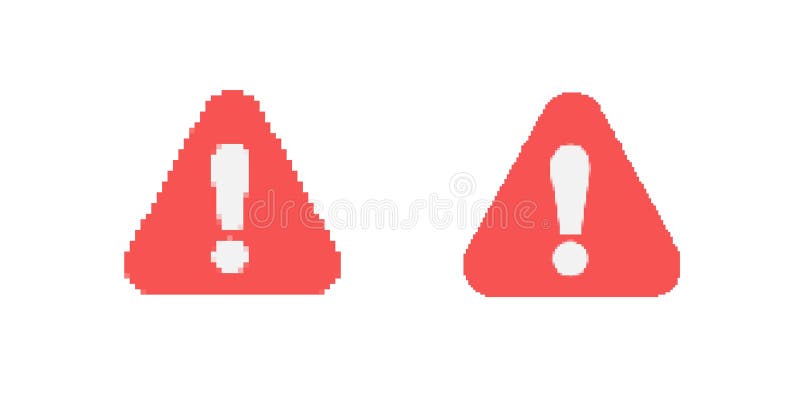 Pixel Art Red Warning Signs with Exclamation Marks Stock Vector ...