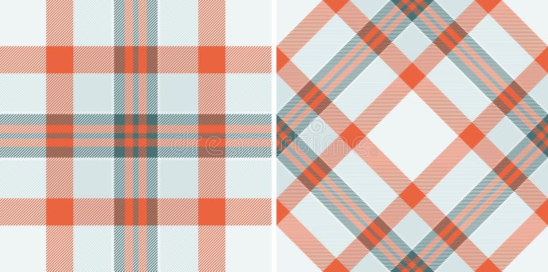 Two Plaid Patterns, One Classic Grid, One Diamond, in Muted Orange ...