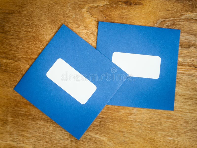Two Plain Blue Windowed Envelopes Stock Photo - Image of communication ...