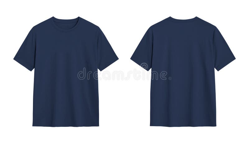 Two Plain Navy Blue T Shirts on a White Background. Front and Back View ...