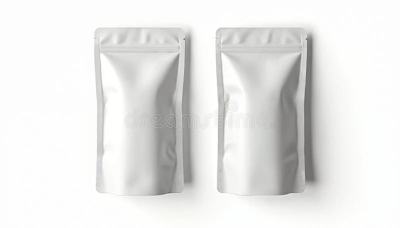 Two Plain White Packaging Pouches with Smooth Surface for Branding ...