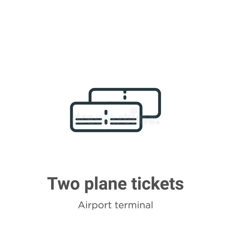 Two Plane Tickets Outline Vector Icon. Thin Line Black Two Plane ...