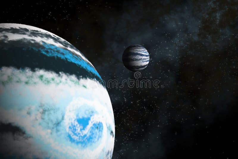 Two Planet on a Background of the Starry Sky. Stock Illustration ...