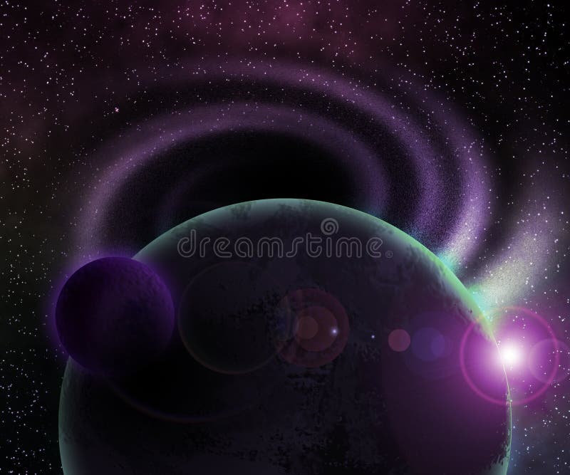Two Planets Cosmic Background Stock Illustration - Illustration of ...