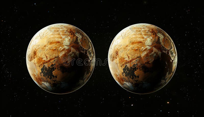 Two Planets Depicted in a Model Image Stock Illustration - Illustration ...