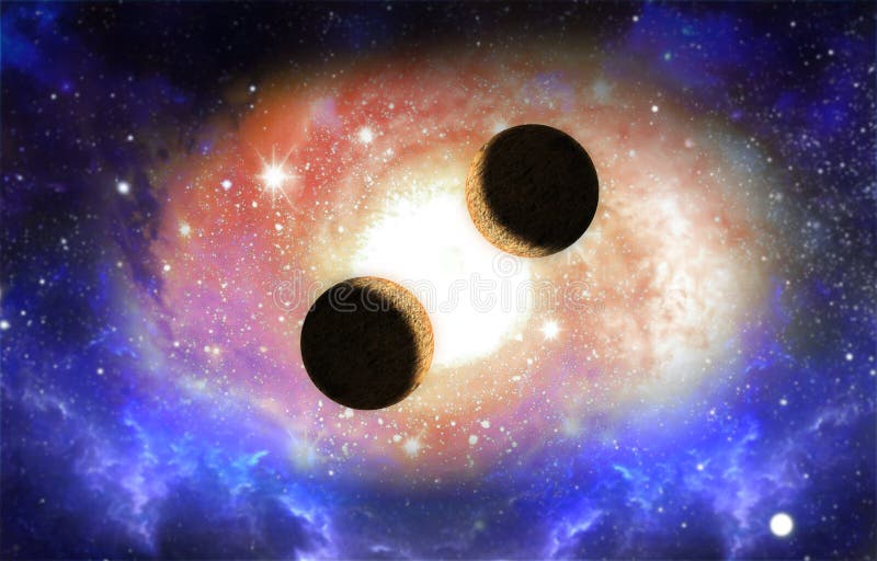 Two Planets with Galaxy and Light Effect Stock Illustration ...
