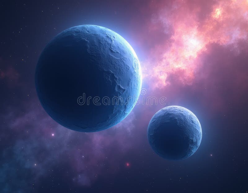 Two Earth-like Planets in a Starry Space Background, AI-generated Stock ...