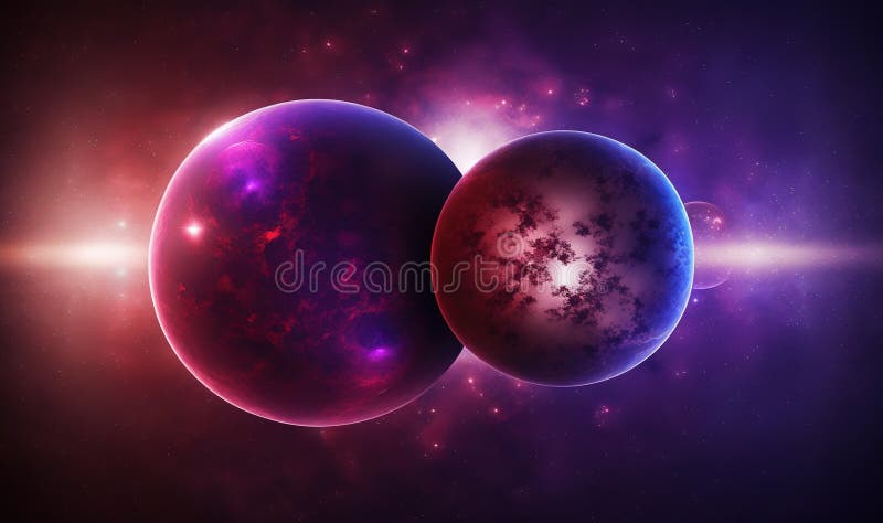 Two Planets in a Space with a Bright Light Behind Them Stock ...