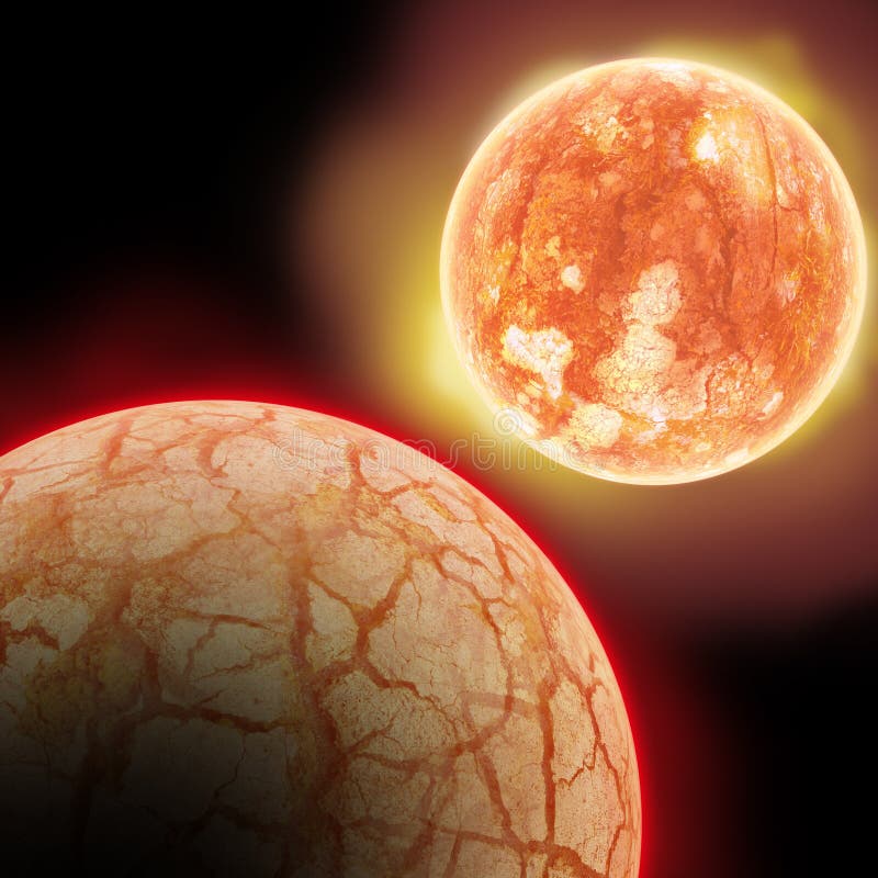 Two planets in space stock illustration. Illustration of flame - 31068494