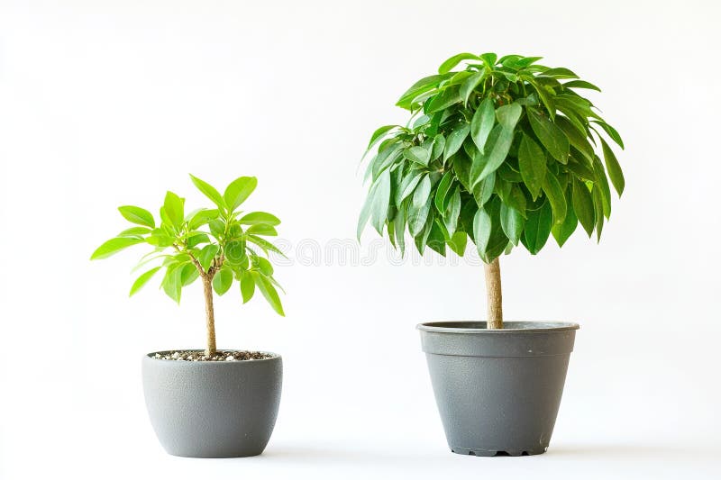 Two Plants with Green Leaves, Tall Stem and Texture Stock Illustration ...