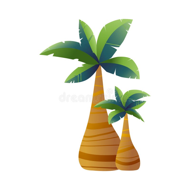 Two Plants from Tropical Beach, Big and Small Exotic Palm Tree Stock ...