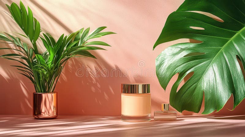 Two Plants in Vases Elegantly Placed on a Simple Table. Stock Photo ...