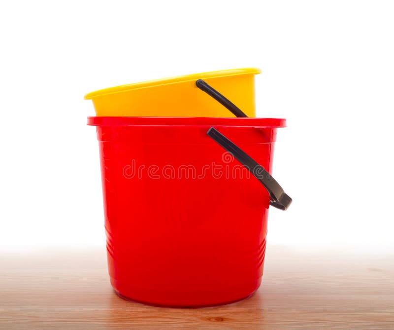Two Plastic Buckets on the Floor Stock Image - Image of housework ...