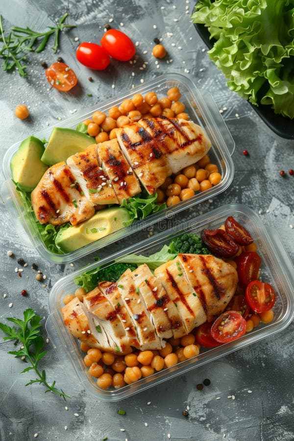 Two Plastic Containers Filled with Food Resting on a Tabletop Surface ...