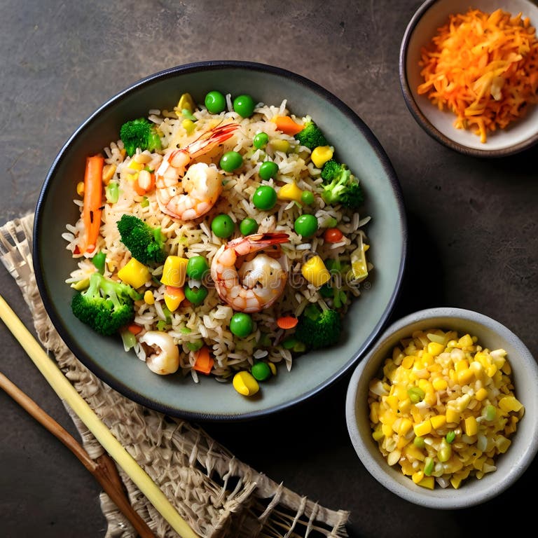 A Two-Plate Culinary Story Shrimp Fried Rice and Corn Delight on a ...