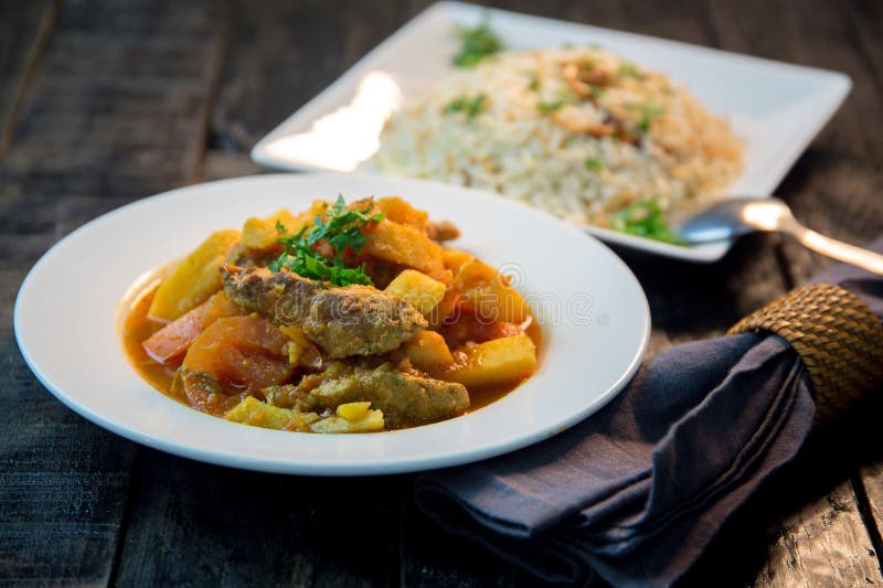 This is Two Plates with Food that Include Beef and Potatoes Stock Photo ...