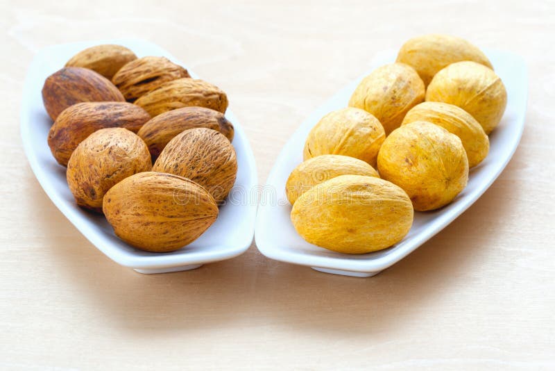 Two plates with large nuts stock photo. Image of food - 29044496