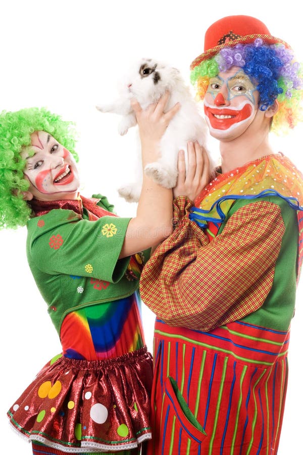 Two Playful Clown White Rabbit Stock Photos - Free & Royalty-Free Stock ...