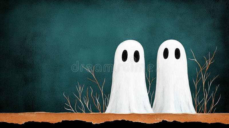 Two Playful Ghosts on a Textured Background with Dark Hues Stock ...