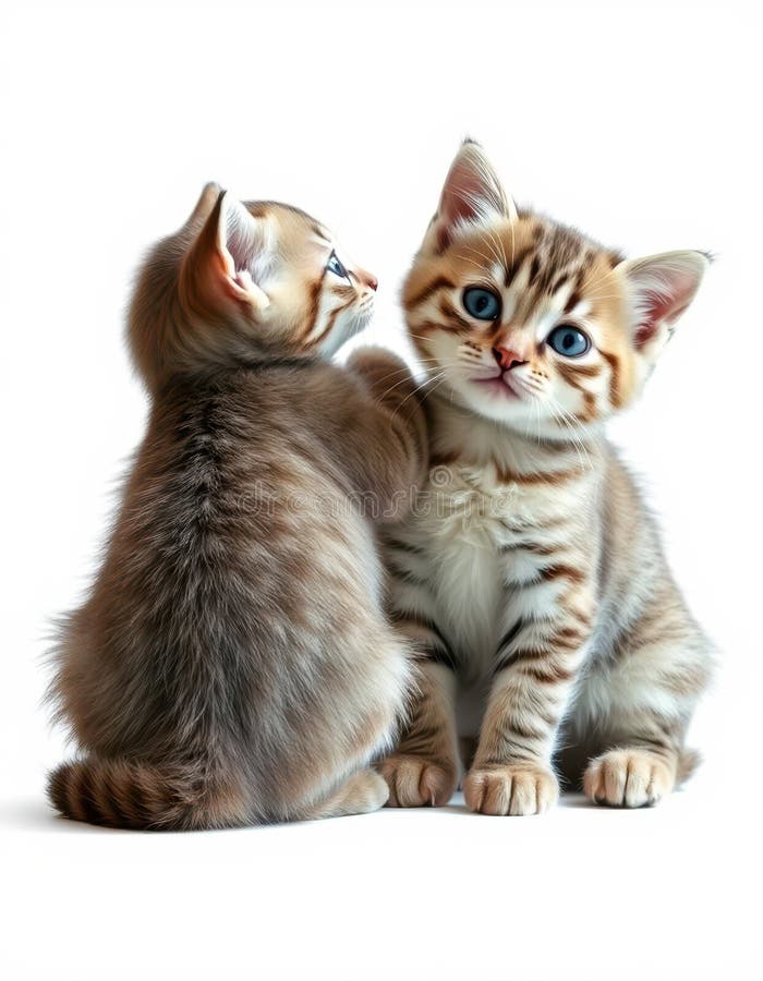 Two Playful Kittens Interact in a Bright Setting, Showcasing Their ...