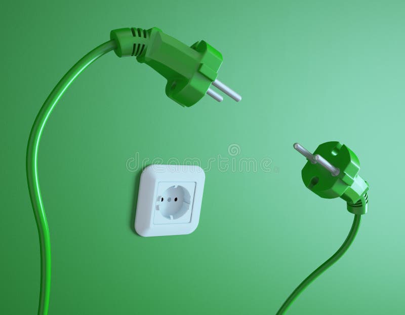 Two Plugs Struggle for the Socket Stock Illustration - Illustration of ...