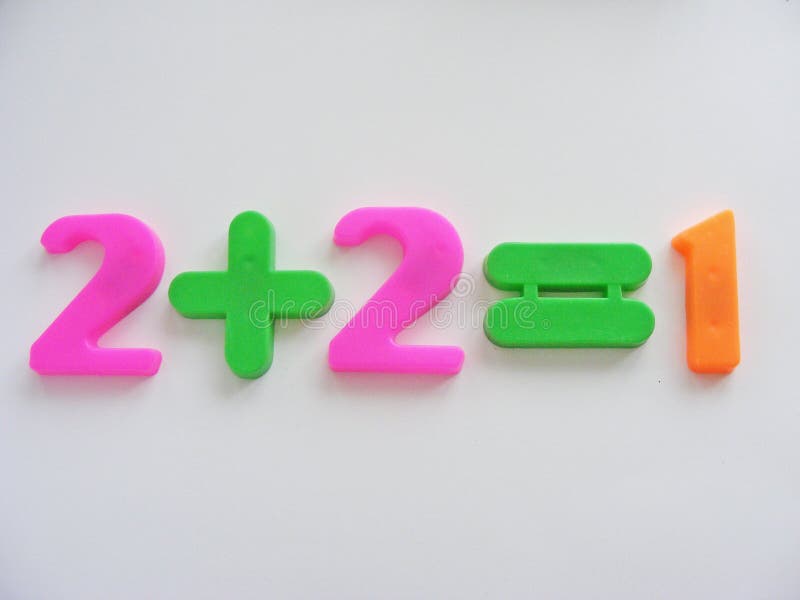 One plus two equals three. stock photo. Image of math - 21351928