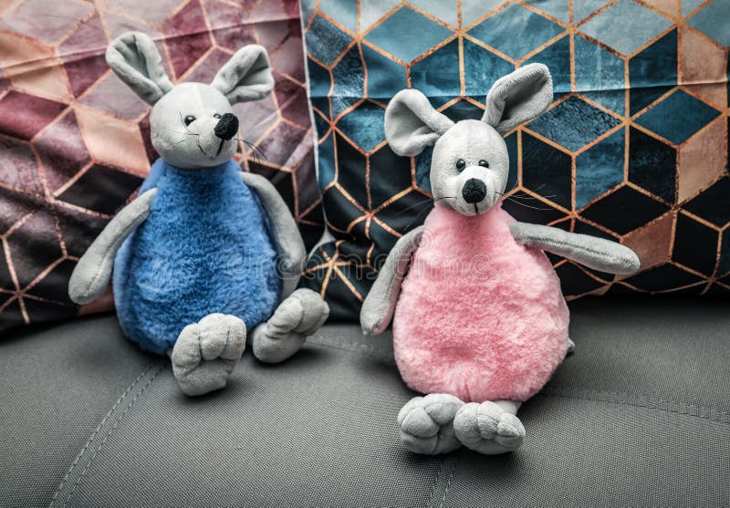 Two plush mice toys stock image. Image of animal, cute - 178688503