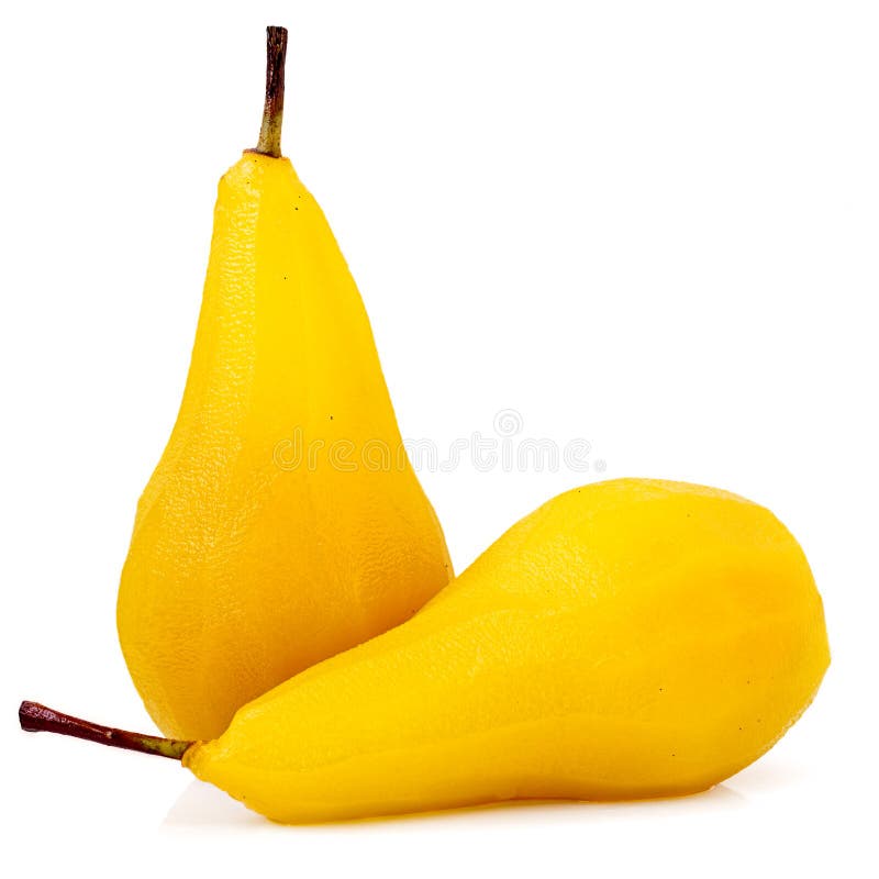 Two Poached Saffron Pear Isolated on White Stock Image - Image of ...
