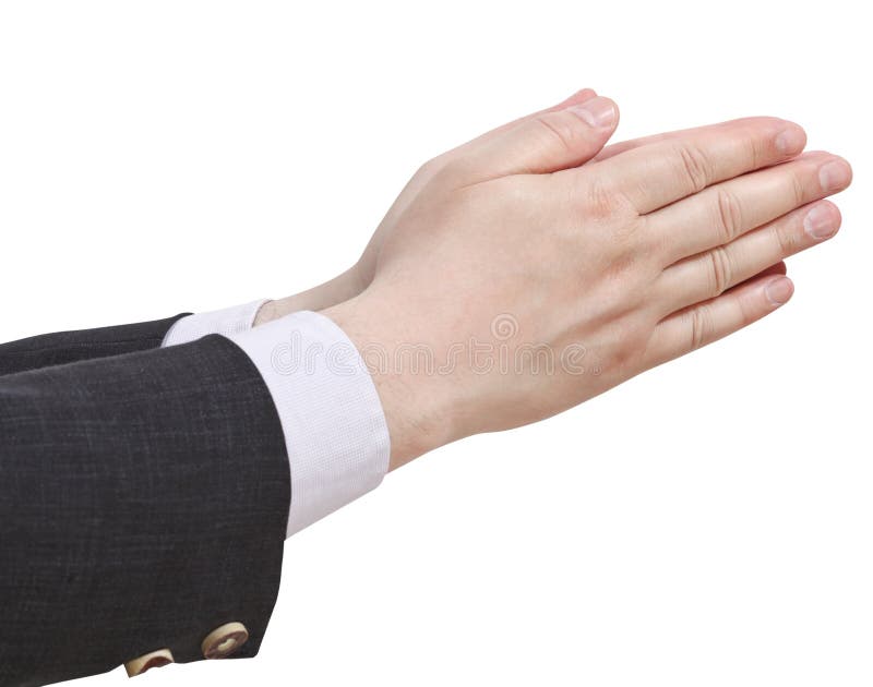 Man`s Hand Point With A Finger Isolated On White, Open Hand, Two Hands ...