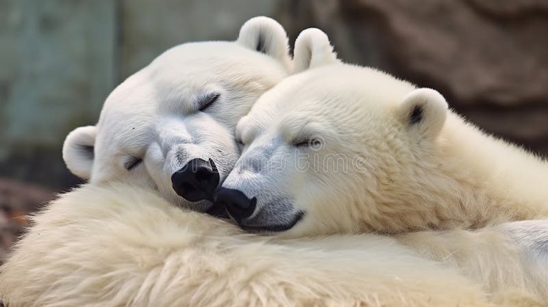 Two Polar Bears Cuddling Together, Showing Affection and Closeness ...