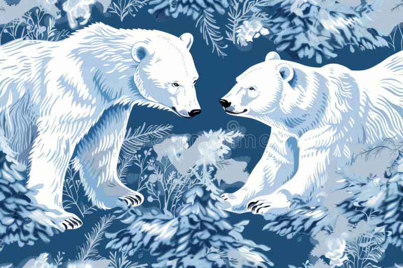 Two Polar Bears Standing Side by Side. Suitable for Wildlife and ...