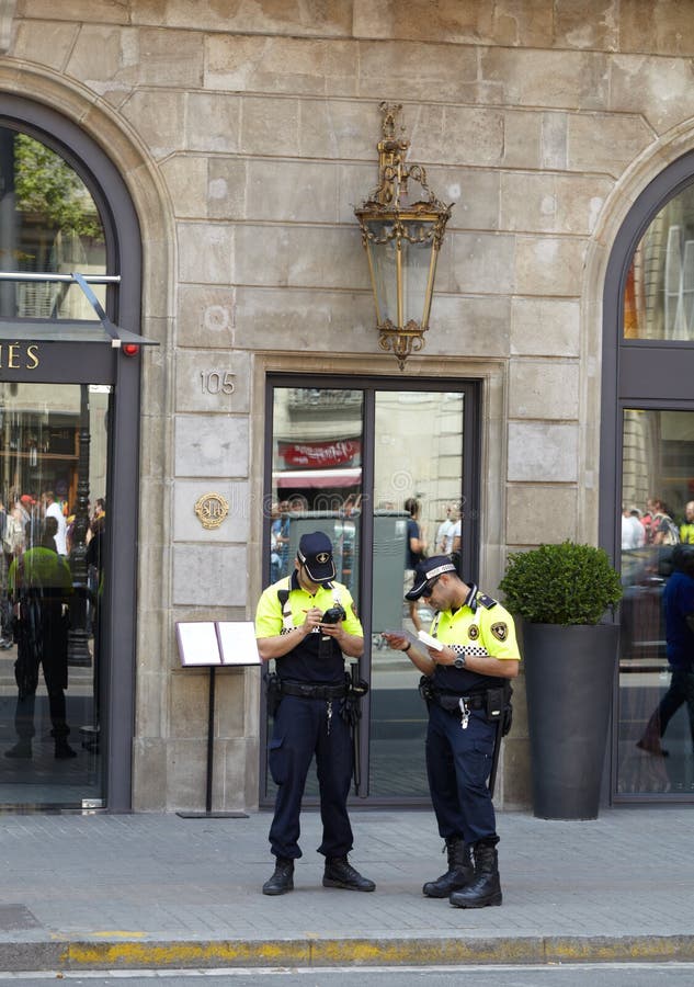 Two Policemen in Barcelona. Editorial Stock Image - Image of ...