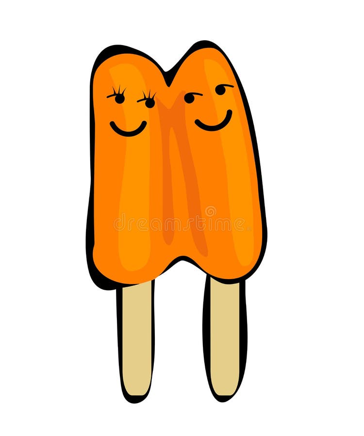 Two Popsicles with Faces Melt Illustration Stock Vector - Illustration ...