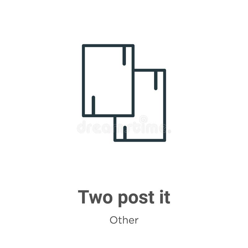 Two Post it Outline Vector Icon. Thin Line Black Two Post it Icon, Flat ...