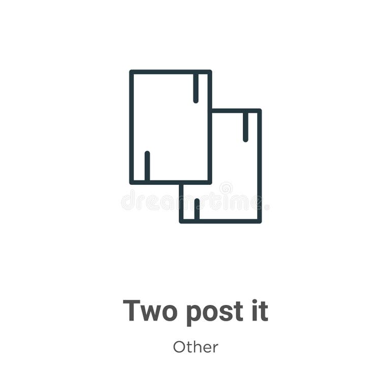Two Post it Outline Vector Icon. Thin Line Black Two Post it Icon, Flat ...