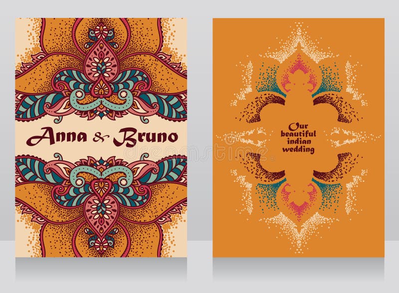 Two Posters for Beautiful Indian Wedding with Traditional Ornament ...