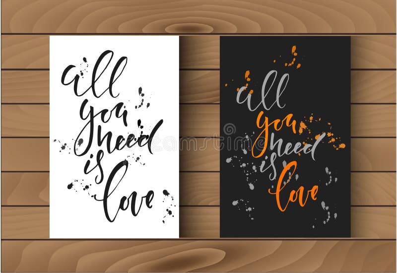 Two Posters Template with Calligraphy Signs on Wooden Texture. Stock ...