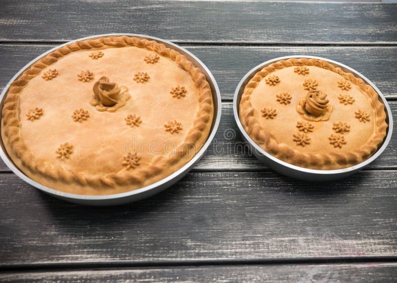 Two Potato Pies with Edible Decorations on Top Stock Photo - Image of ...