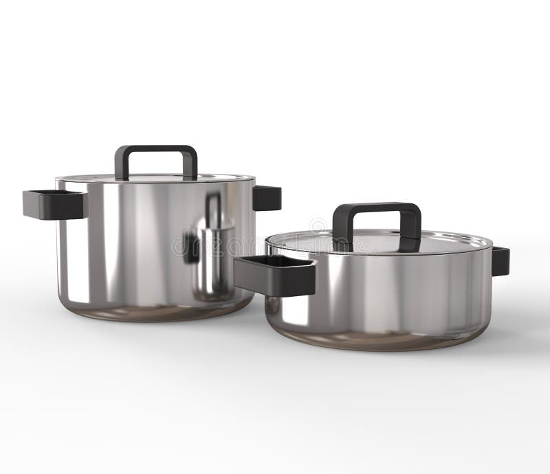 Two pots with lids on stock illustration. Illustration of stove - 59013696