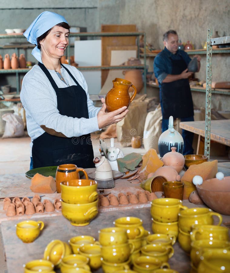 Two Potters in the Process of Work Stock Image - Image of kiln, happy ...