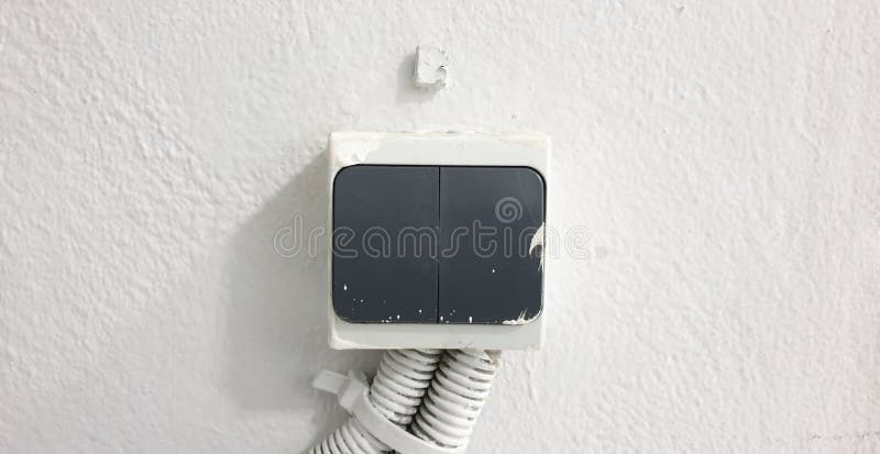 Two Power Rectangular Switches Attach To the Wall Stock Image - Image ...