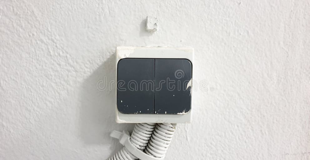 Two Power Rectangular Switches Attach To the Wall Stock Image - Image ...