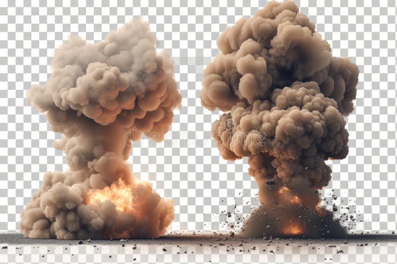 Two Powerful Explosions Burst Forth on a Transparent Background ...