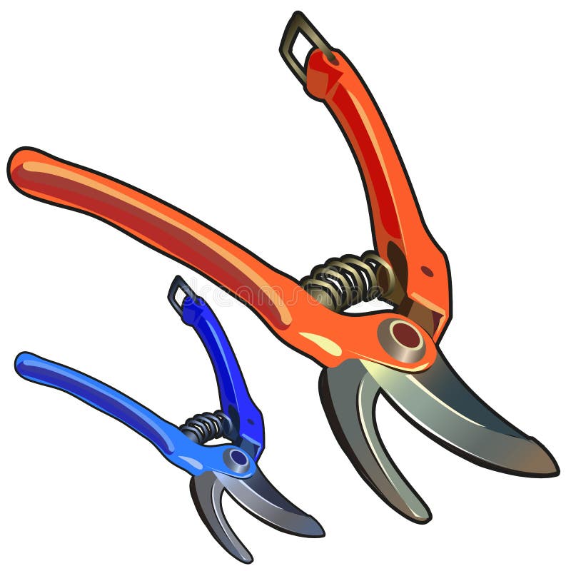 Two Powerful Garden Shears, Tool Gardener Stock Vector - Illustration ...