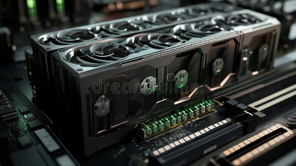 Two Powerful Graphics Cards Sitting on Motherboard, Ready for Gaming or ...