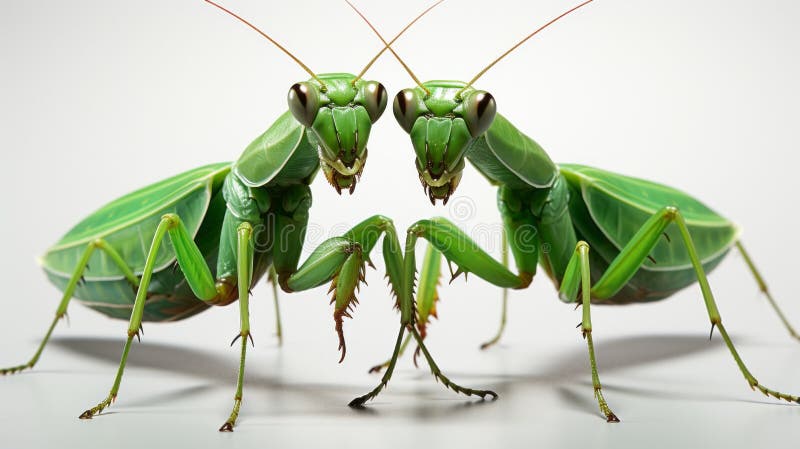 Two Praying Mantis. Generative AI. Stock Illustration - Illustration of ...
