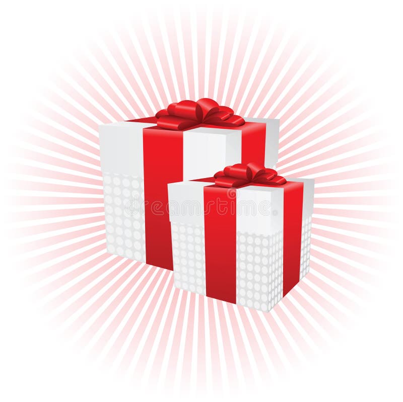 Two Present Boxes on Radial Background Stock Vector - Illustration of ...